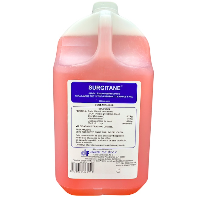 Jabón antiséptico quirúrgico con triclosan Envase 4 L. SURGITANE | WEB ...