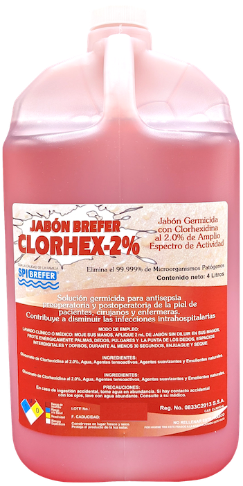 Jabón Quirúrgico con Gluconato de Clorhexidina 2%. Envase 4 Litros ...